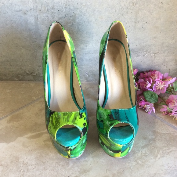 Unique Styles shoes | Shoes | Platform High Heels Mixed Colors Peekaboo ...